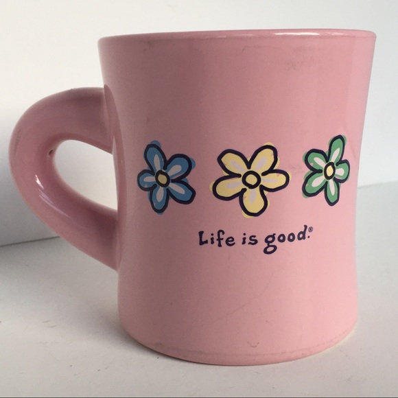 Life Is Good | Dining | Life Is Good Coffee Mug Pink 3 Flowers Daisies ...